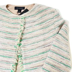 St. John | Jackets & Coats | St John Ombre Tweed Fringetrim Jacket In ...